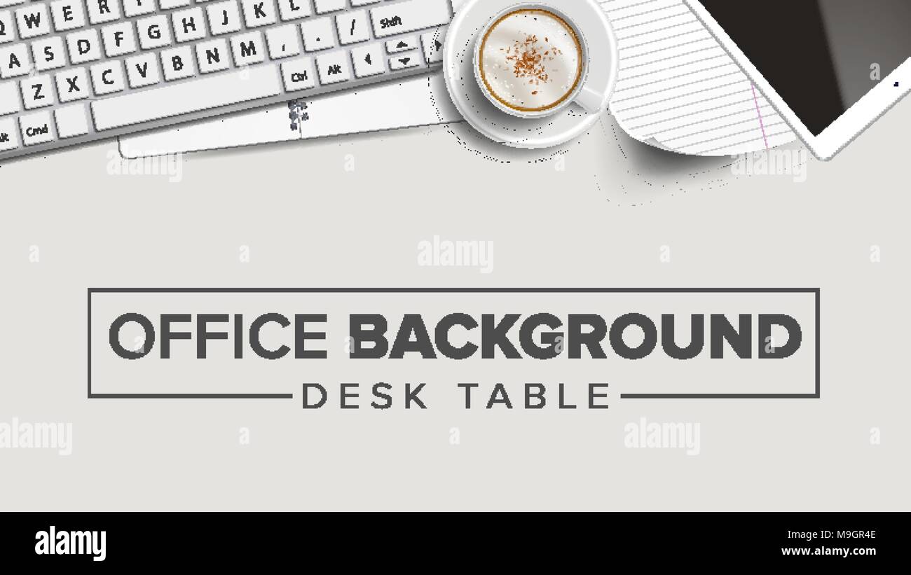 Business Workplace Background Vector. Laptop, Computer, Keyboard ...