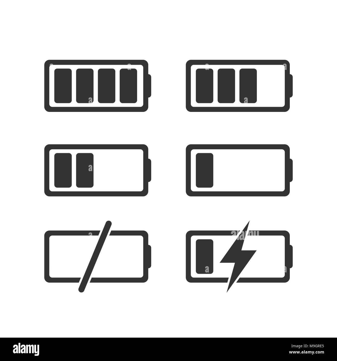 Flat battery charge phases icons collection for design Stock Vector ...