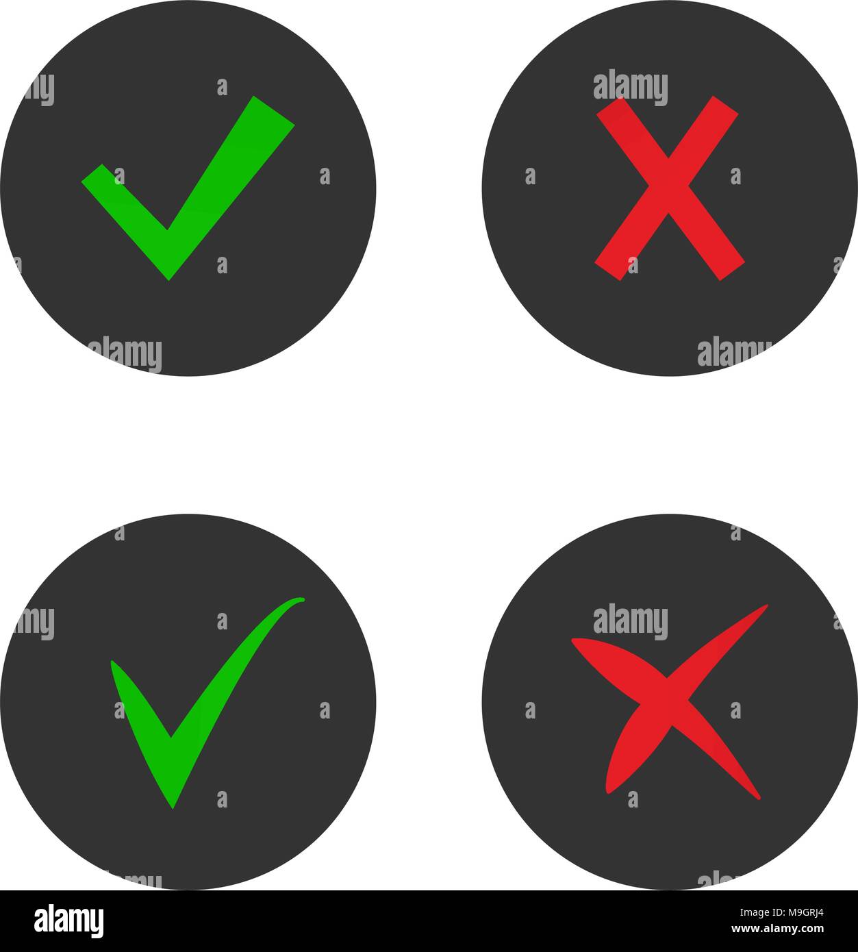 Set on tick and cross icons. Accept and decline symbols Stock Vector ...