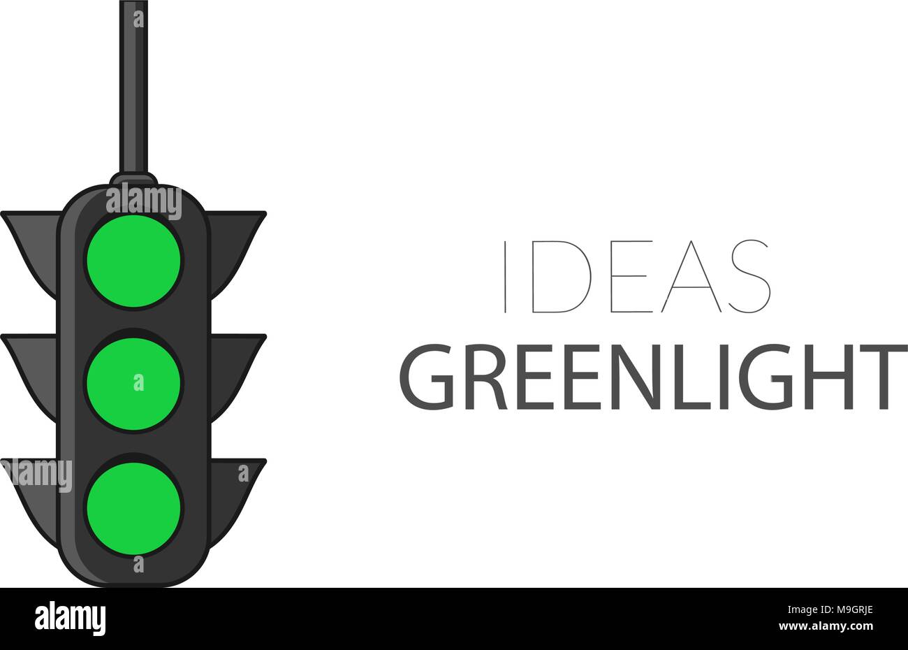 Poster with motivational text. Ideas greenlight. Traffic light ...