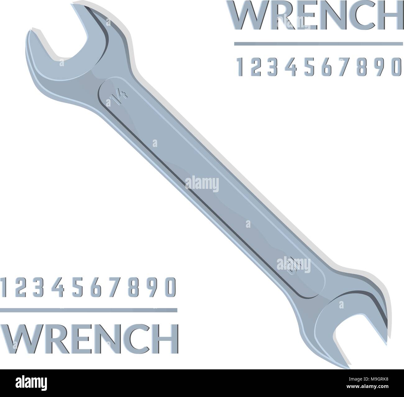 Wrench gear. Spanner illustration isolated on white background Stock ...