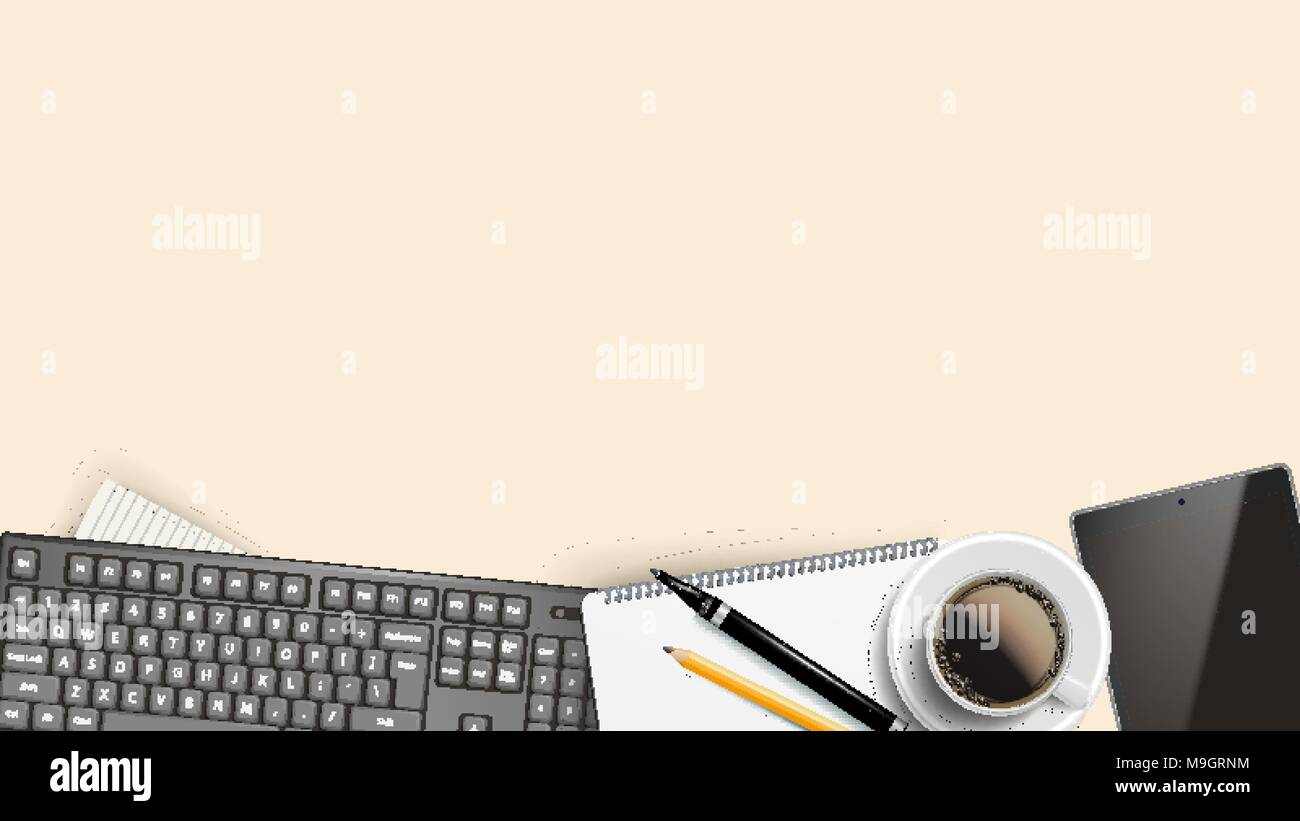 Workplace Background Vector. Place For Text. Desktop Modern Devices ...