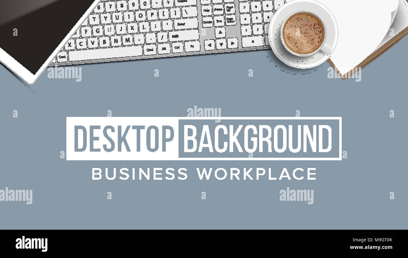 Business Workplace Desktop Background Vector. Digital Finance Elements ...
