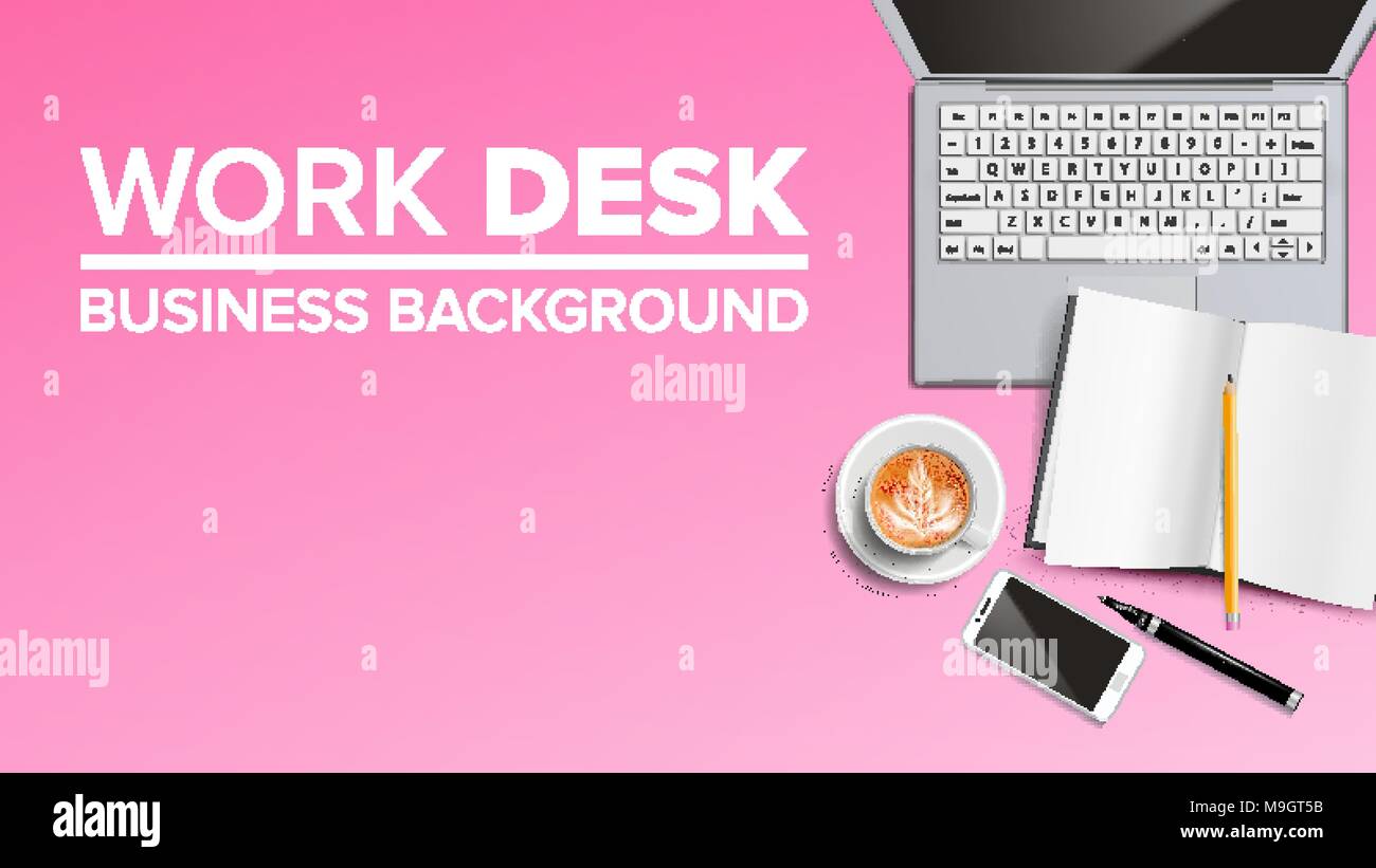 Work Desk Background Vector. Place For Text. Office Management ...