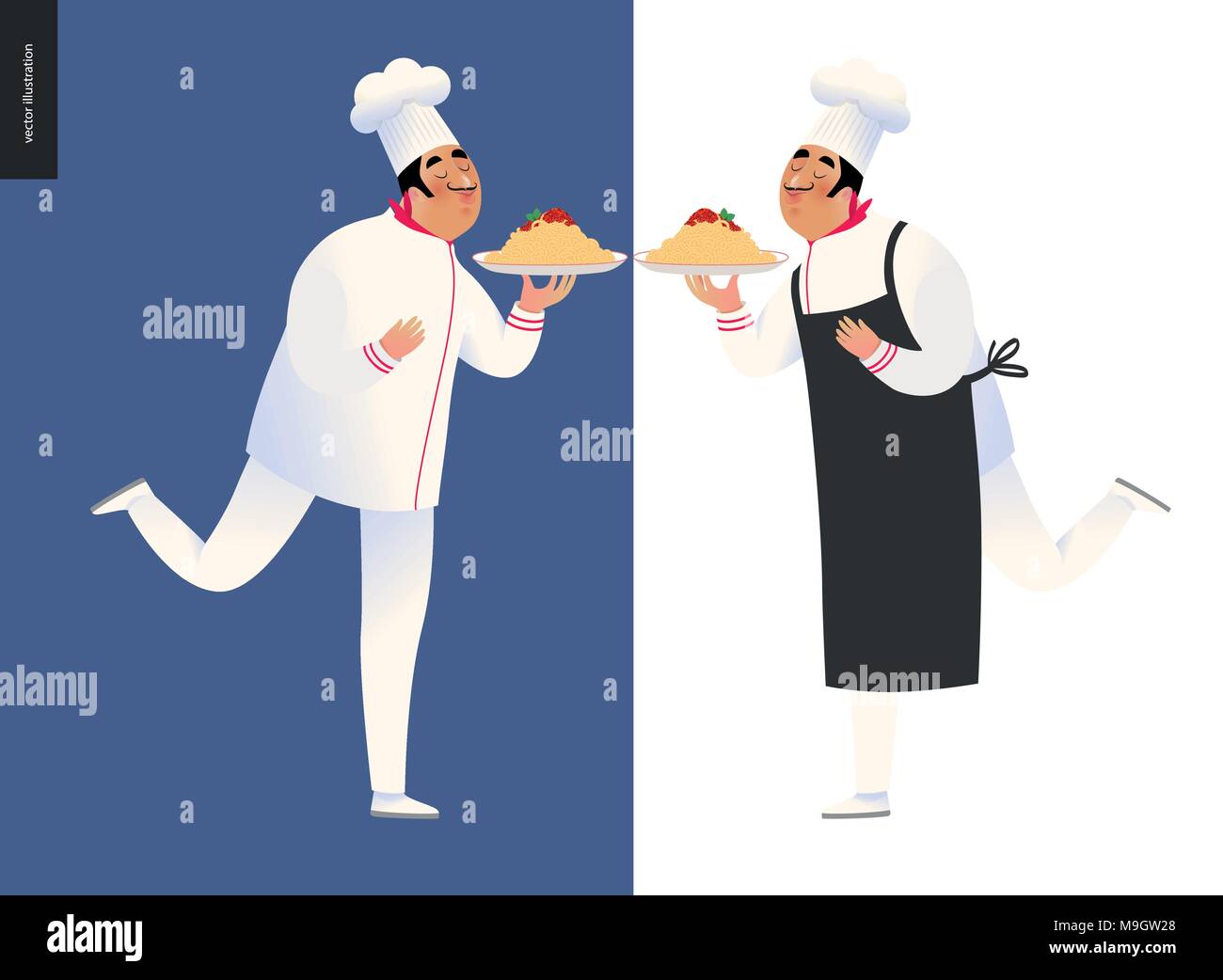 Cartoon Italian Chef With Pasta