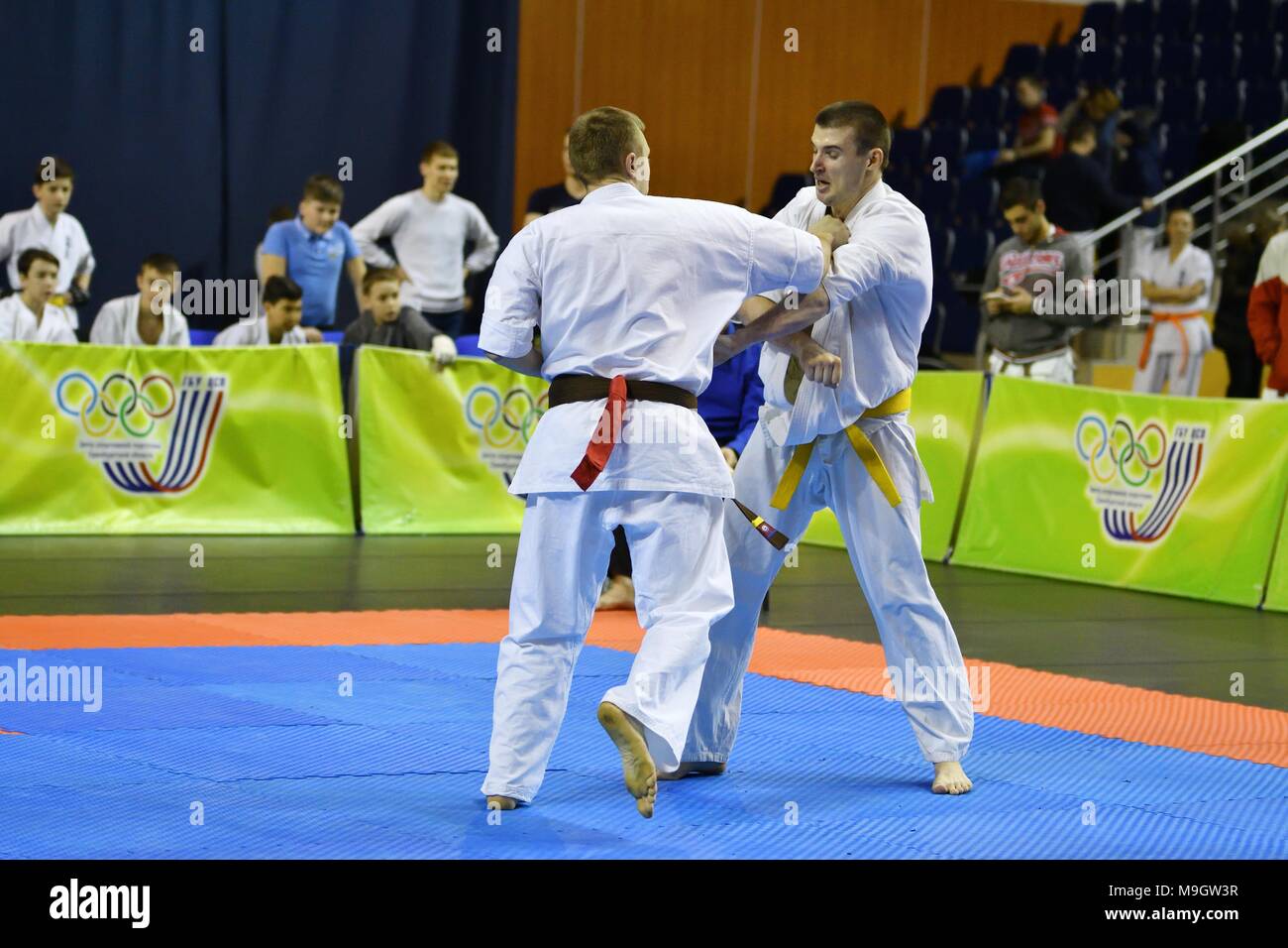 Orenburg, Russia - March 5, 2017 year: Boys compete in karate on ...