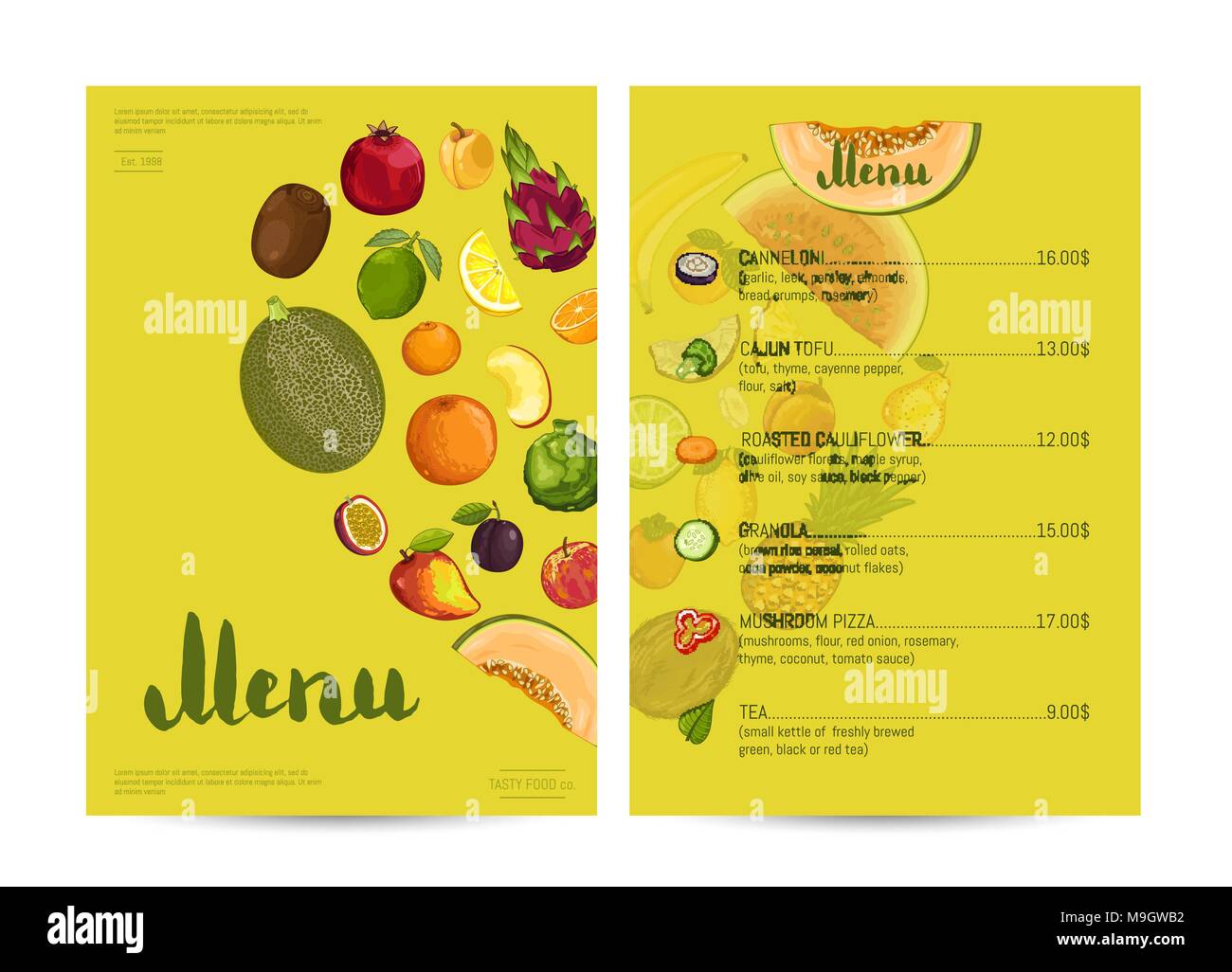 Vegetarian restaurant food menu design Stock Vector Image & Art - Alamy