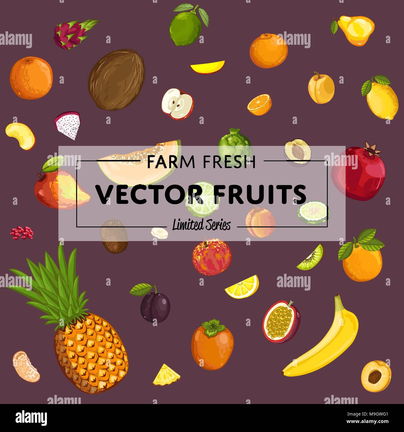 Farm fresh fruit vector poster Stock Vector Image & Art - Alamy