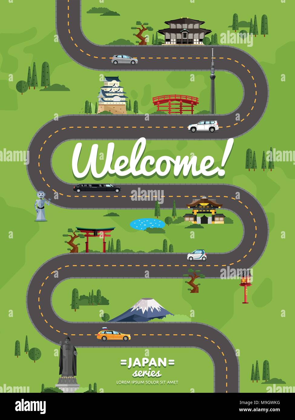 Welcome to Japan poster with famous attractions Stock Vector Image ...