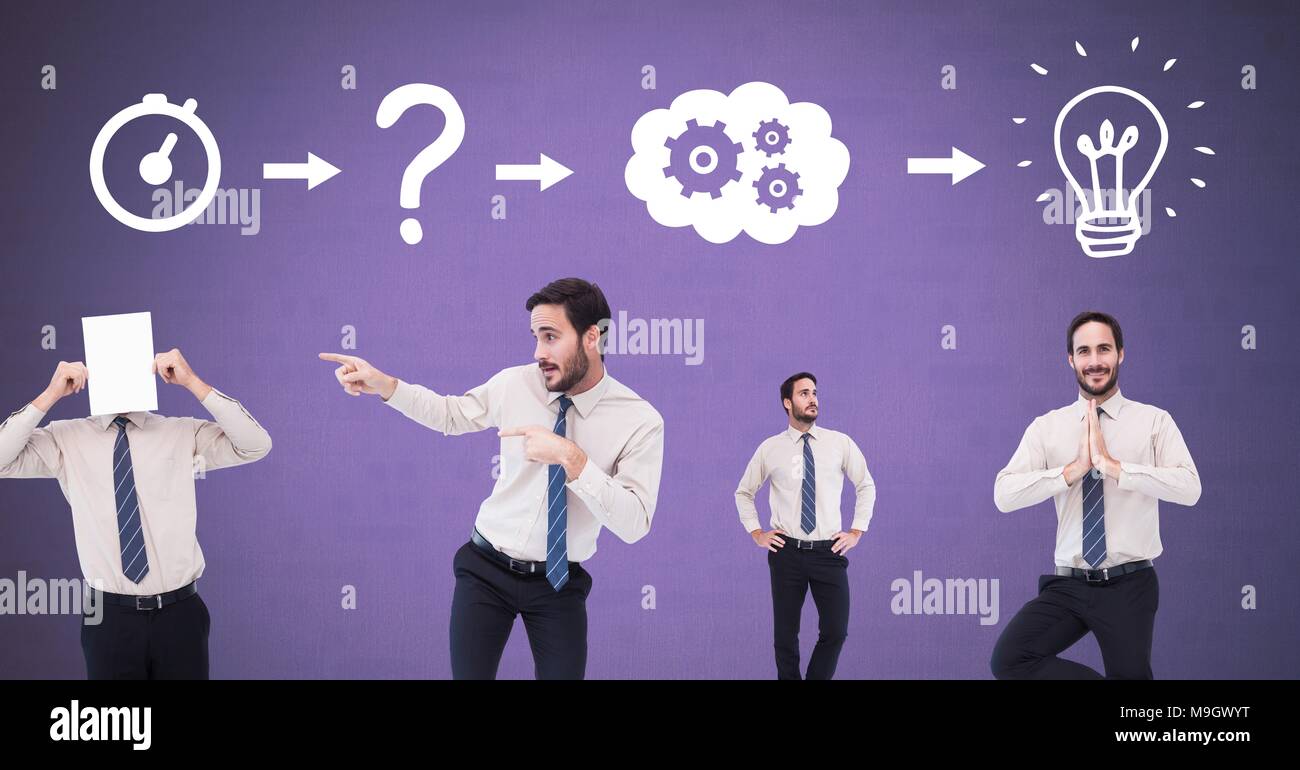 Businessman thinking in sequence with ideas and brainstorm process ...