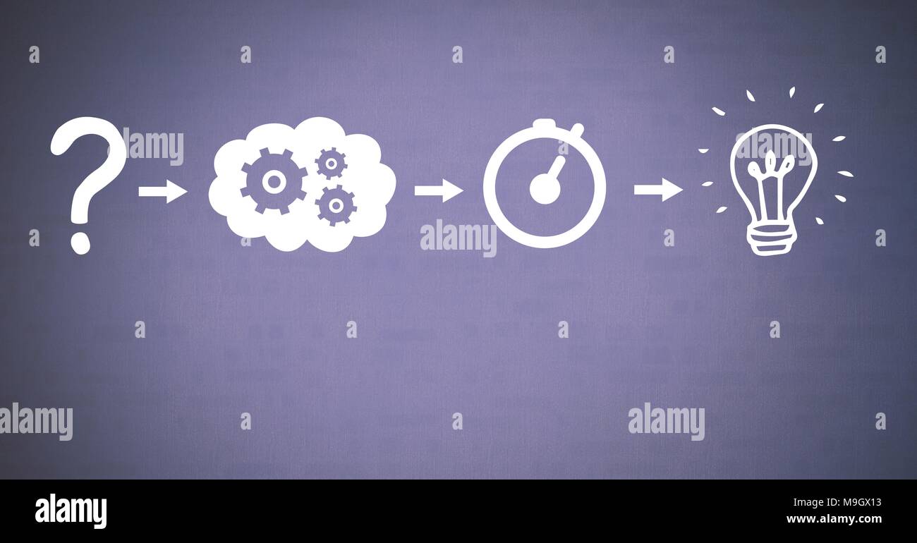 Idea thought and brainstorm process icons in sequence Stock Photo - Alamy