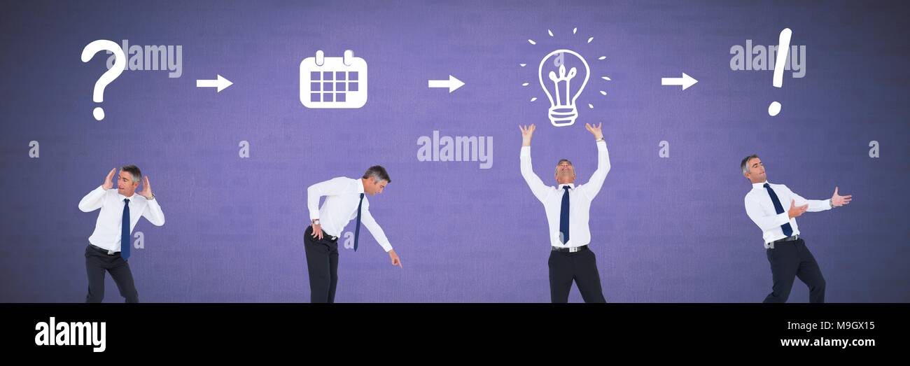 Businessman thinking in sequence with ideas and brainstorm process ...