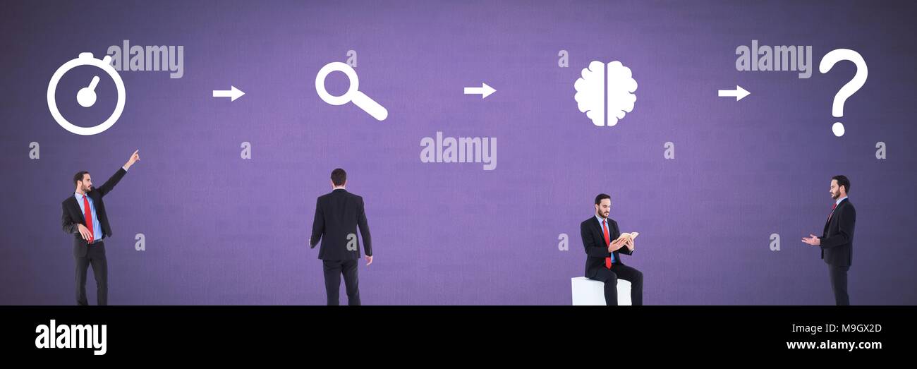 Businessman thinking in sequence with ideas and brainstorm process ...