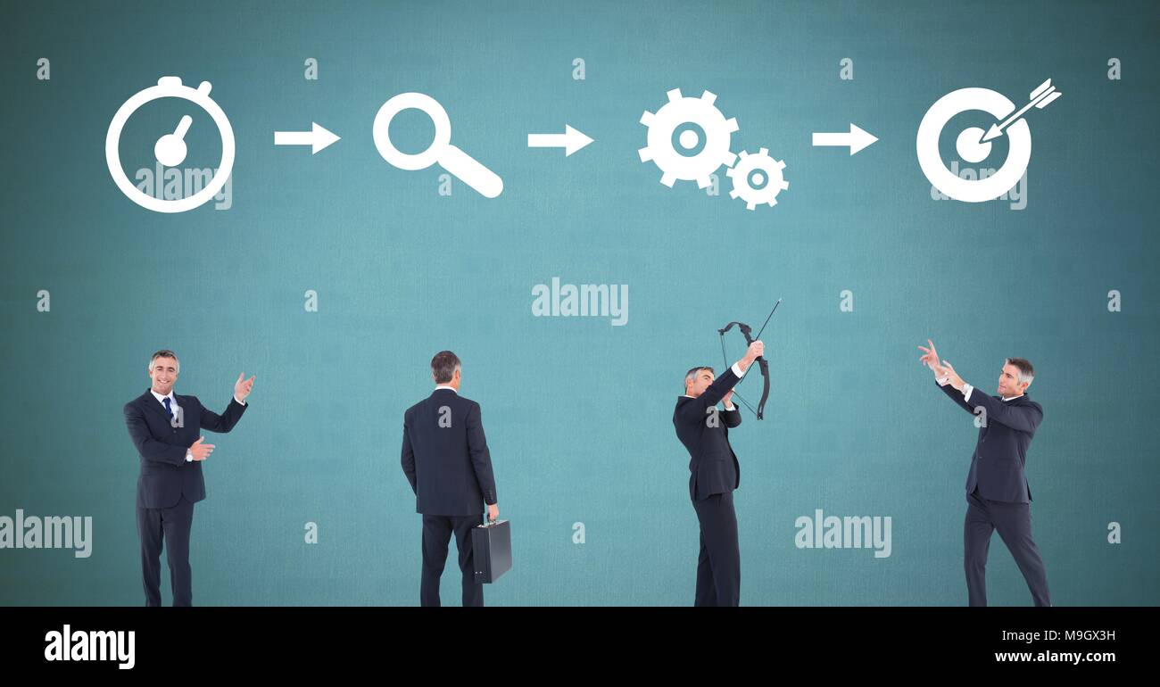 Businessman thinking in sequence with ideas and brainstorm process ...