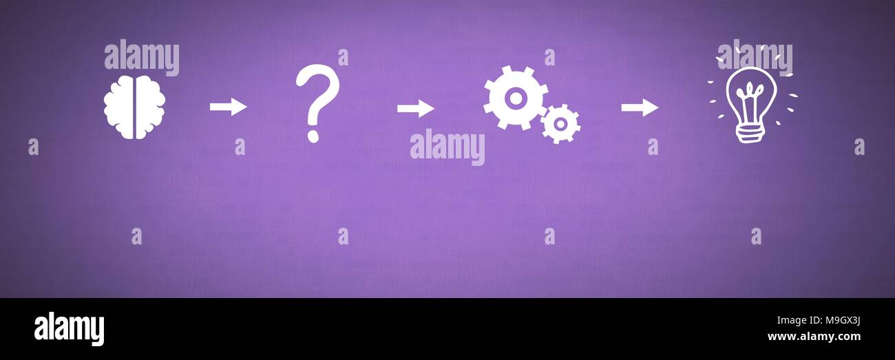 Idea thought and brainstorm process icons in sequence Stock Photo - Alamy