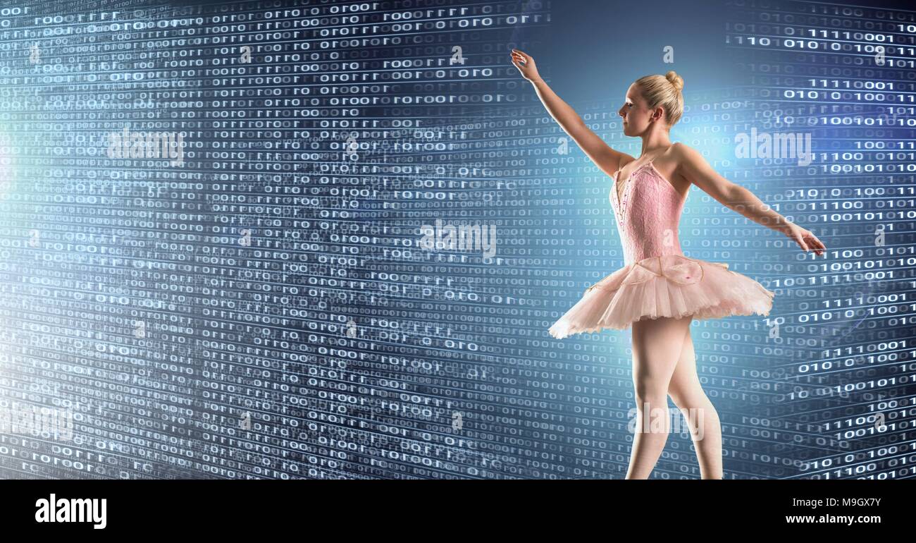 Ballet dancer dancing with digital technology interface Stock Photo - Alamy