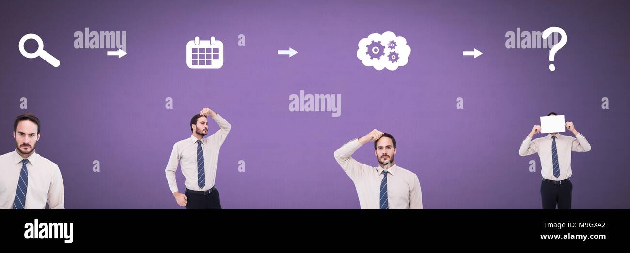 Businessman thinking in sequence with ideas and brainstorm process ...