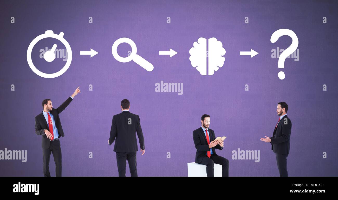 Businessman thinking in sequence with ideas and brainstorm process ...
