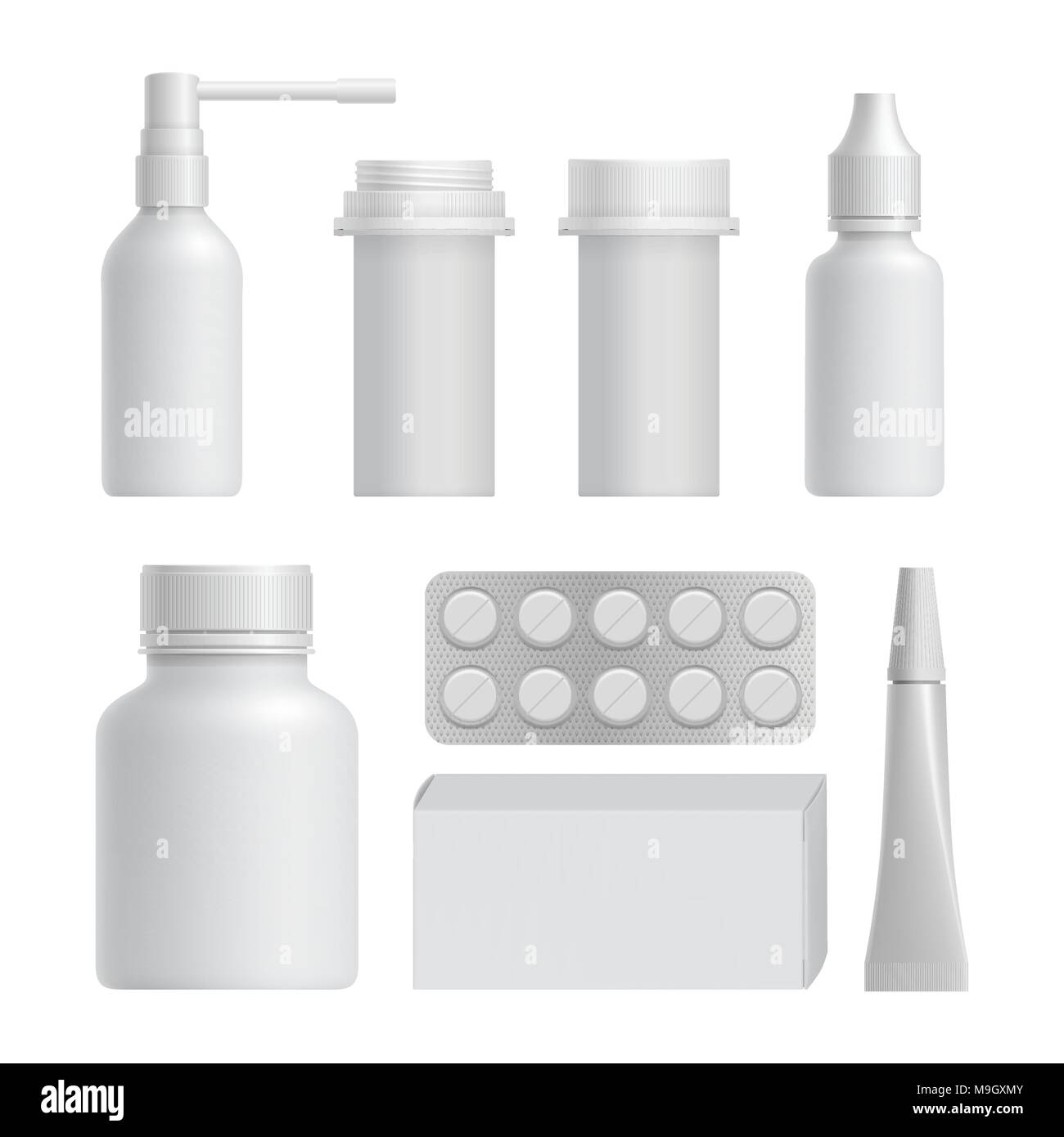 Vitamin bottle packaging realistic Cut Out Stock Images & Pictures - Alamy