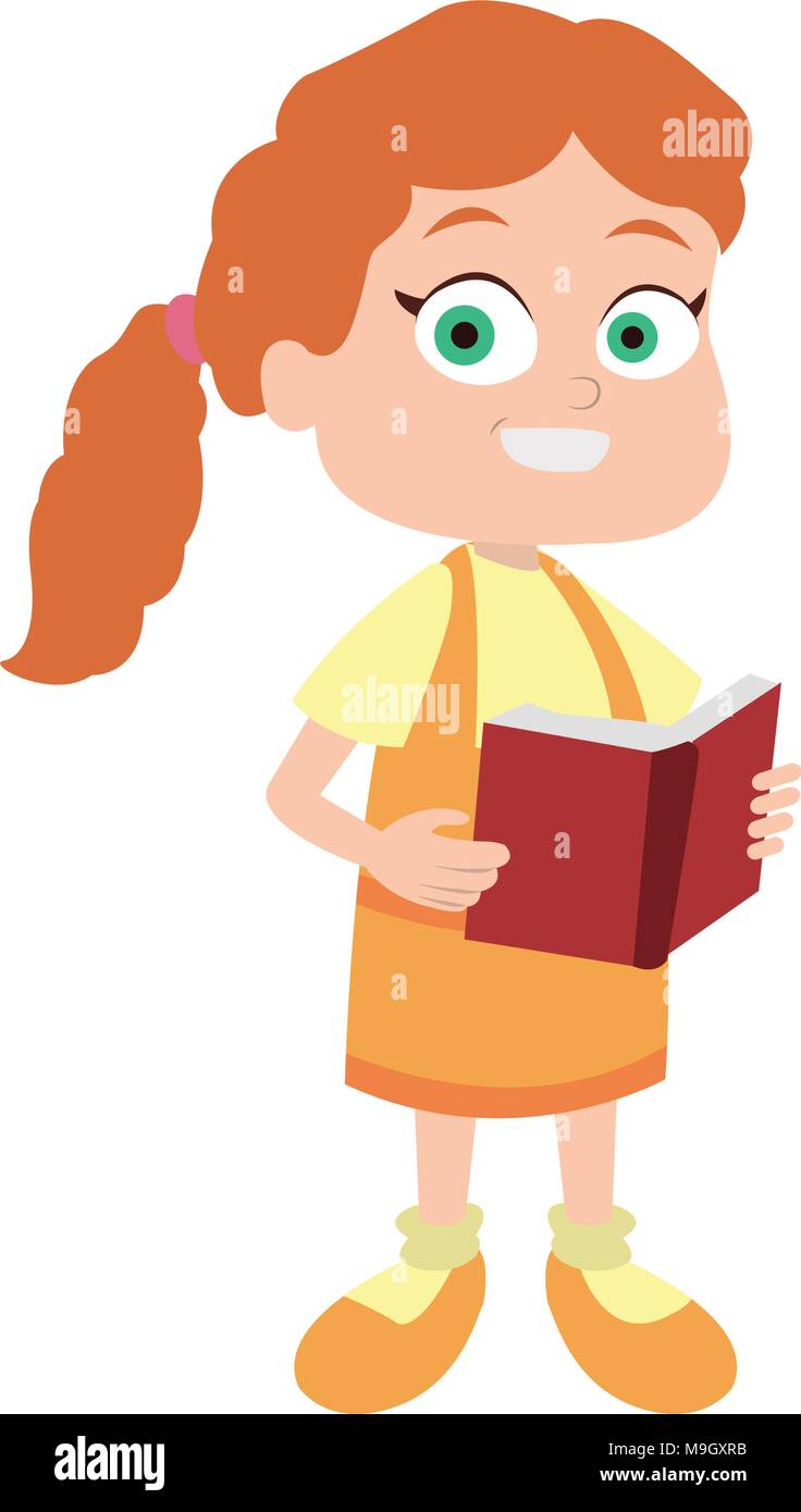 Cute girl cartoon with book vector illustration graphic design Stock ...