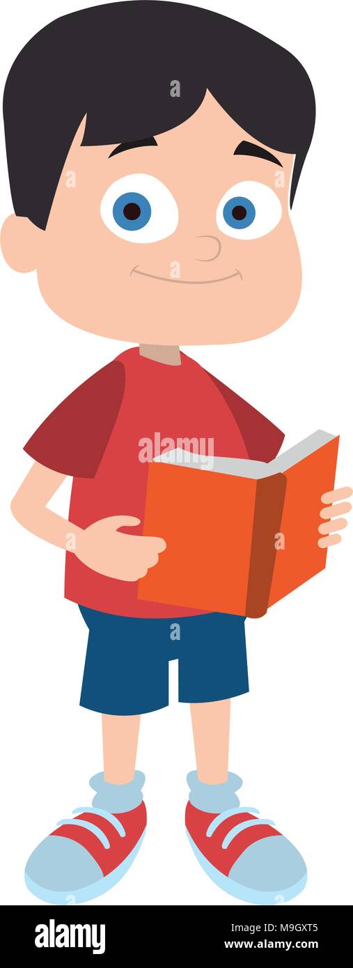 Cute boy cartoon with book vector illustration graphic design Stock ...