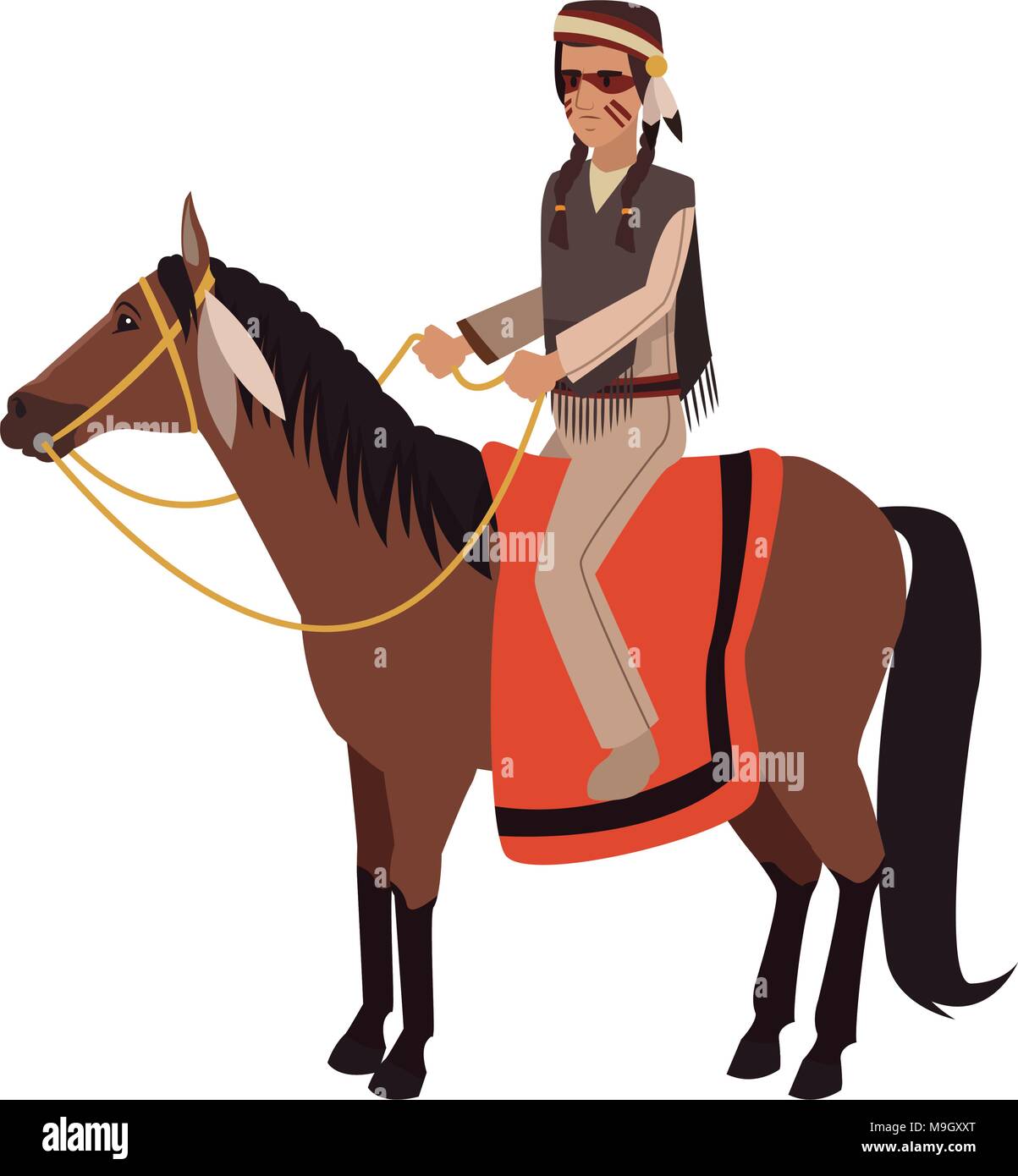 American indian riding a horse vector illustration graphic design Stock ...