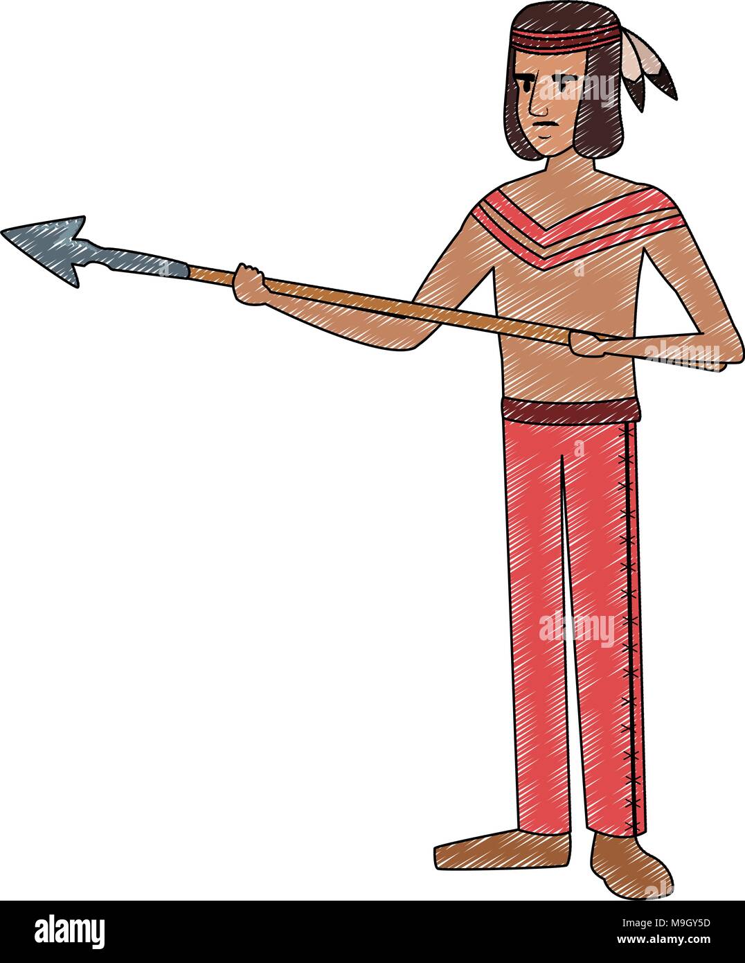 Native American Spear Drawing