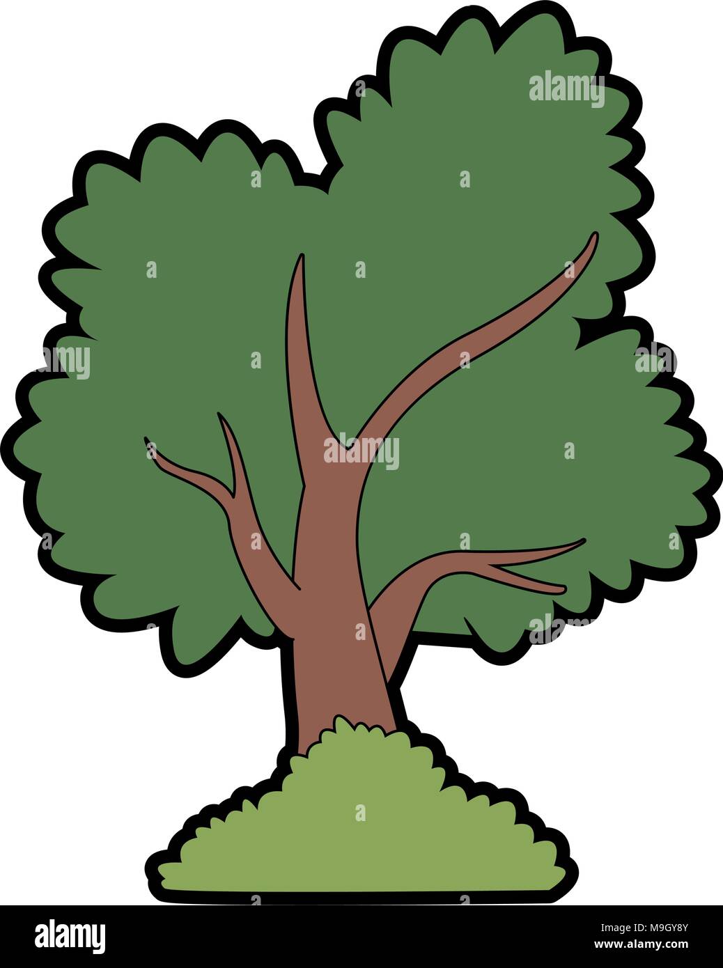Tree with bush cartoon vector illustration graphic design Stock Vector ...