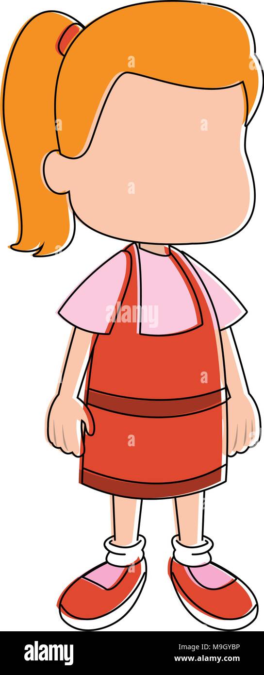 Cute girl faceless cartoon vector illustration graphic design Stock ...