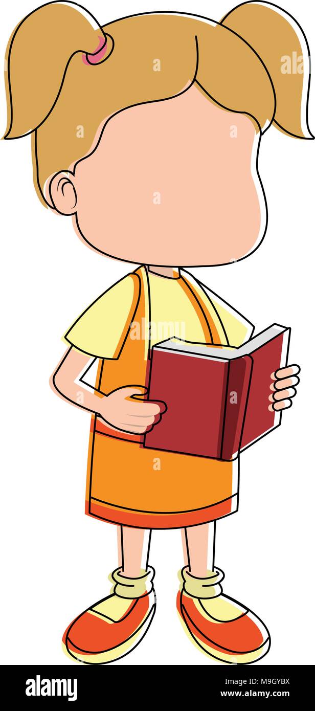 Cute girl faceless cartoon with book vector illustration graphic design ...