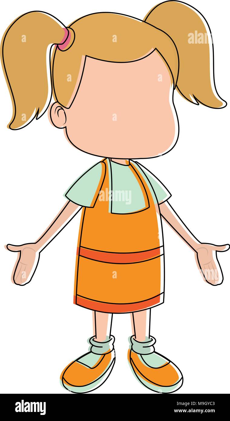 Cute girl faceless cartoon vector illustration graphic design Stock ...