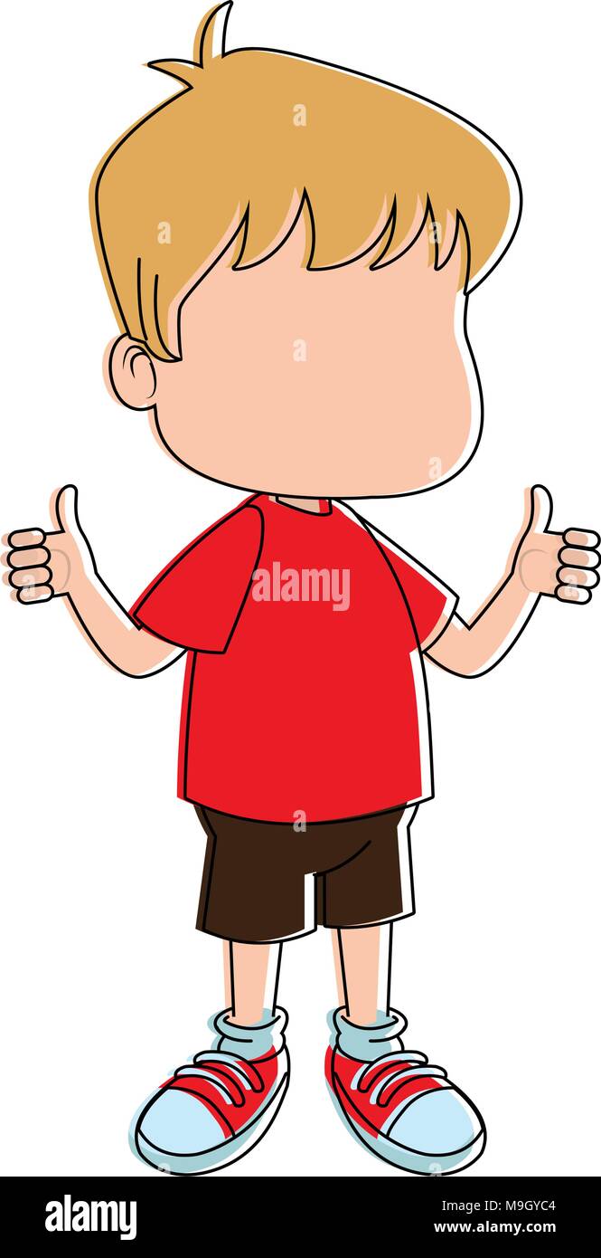 Cute boy faceless cartoon vector illustration graphic design Stock ...