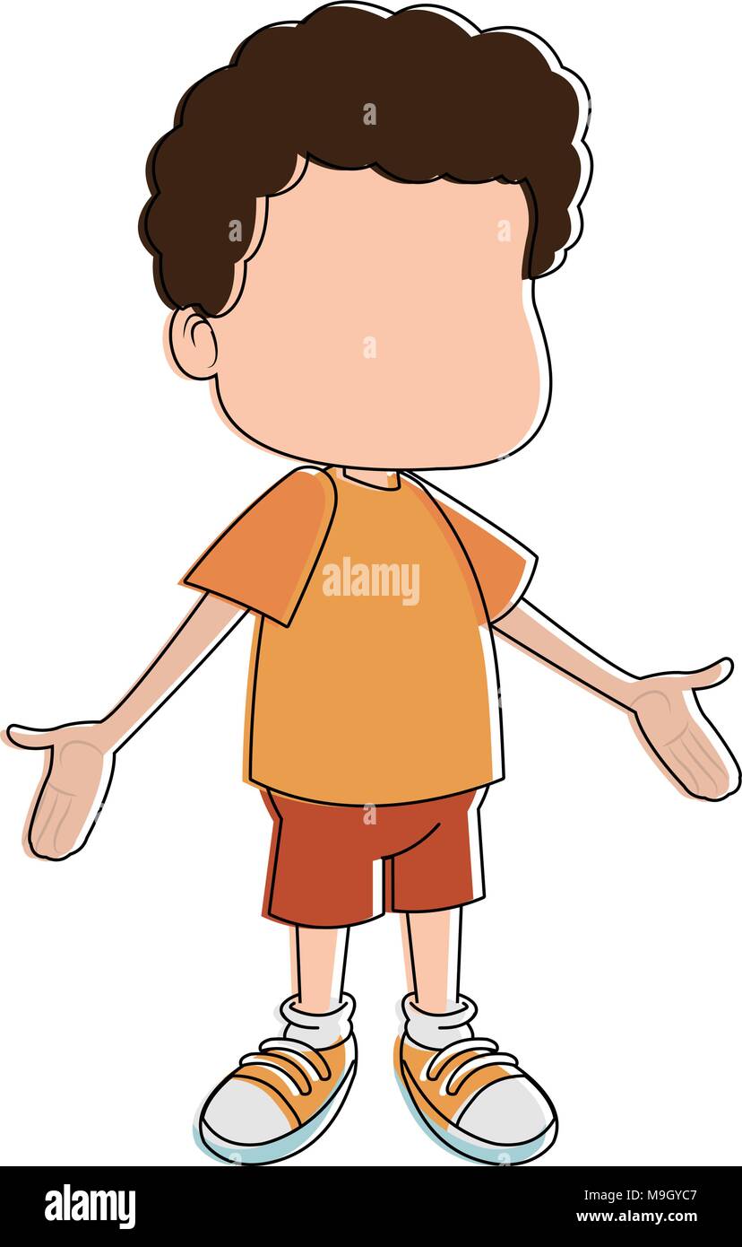 Cute boy faceless cartoon vector illustration graphic design Stock ...
