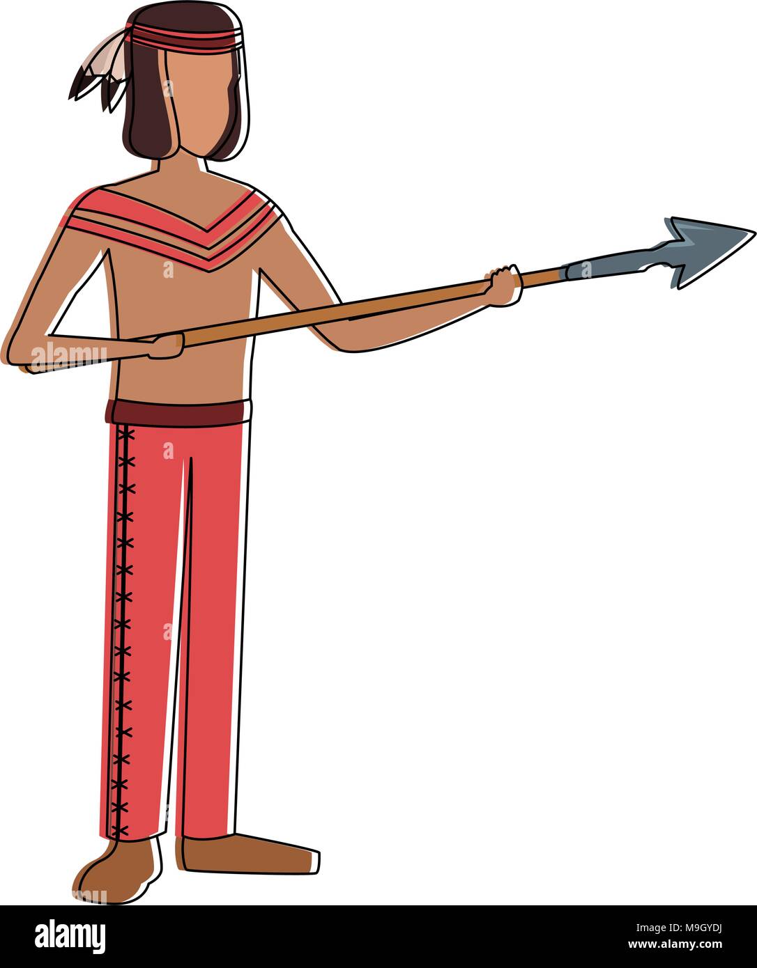 American indian with spear vector illustration graphic design Stock ...