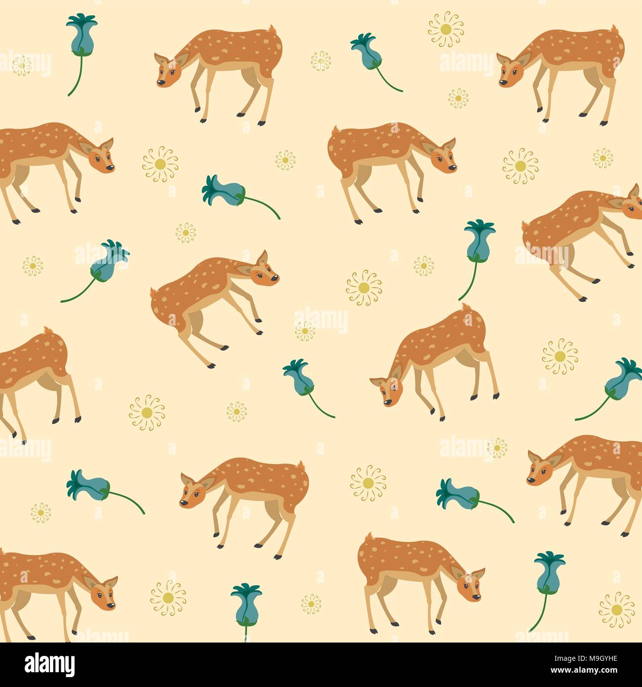 Wild animals and nature pattern background Stock Vector Image & Art - Alamy