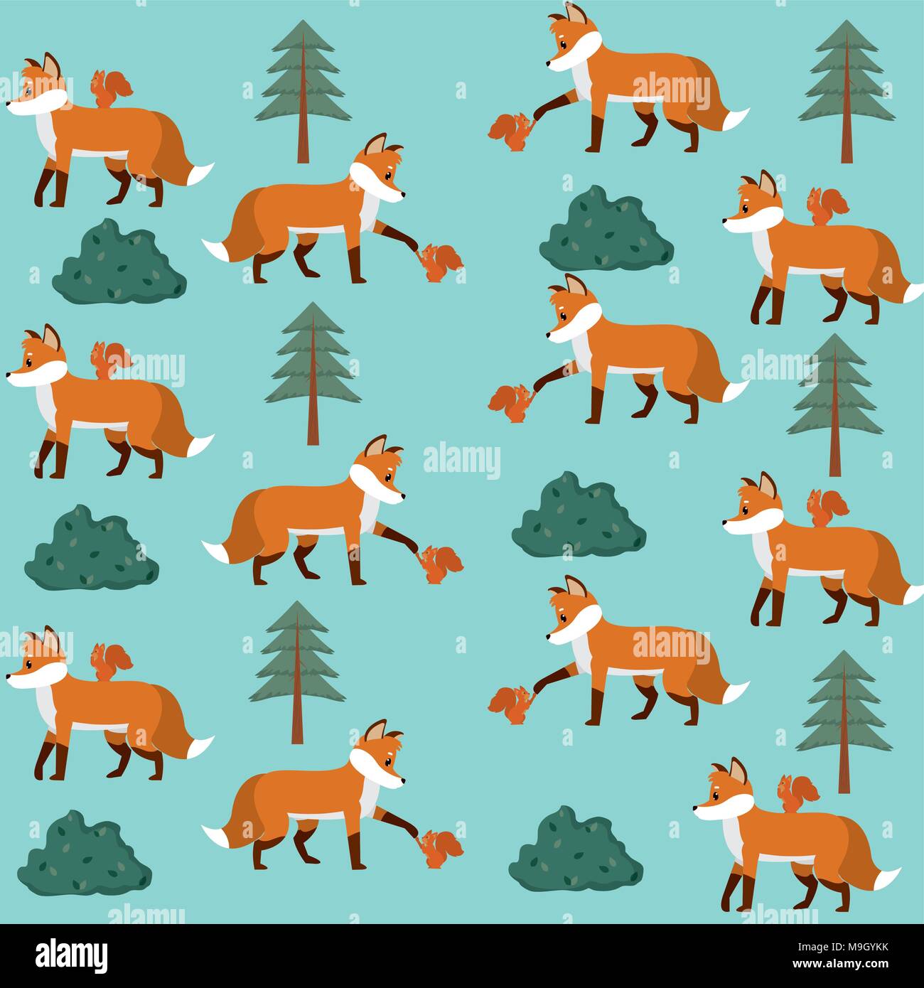 Wild animals and nature pattern background Stock Vector Image & Art - Alamy
