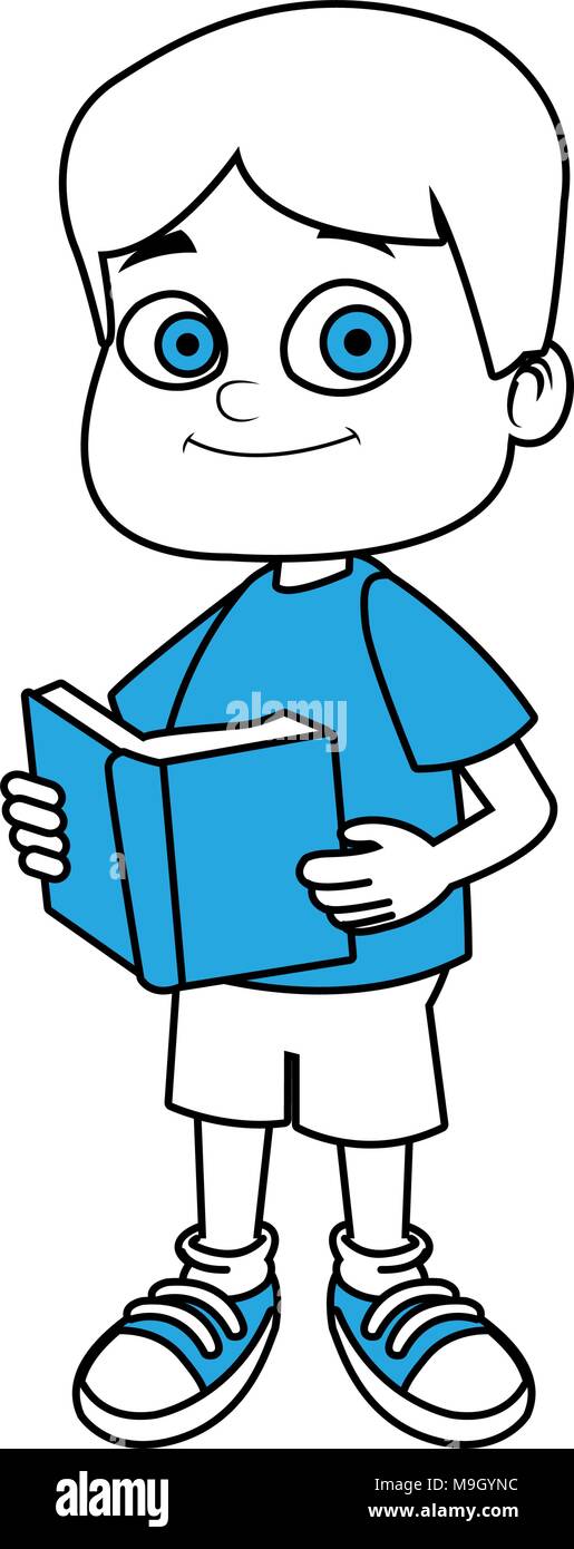 Cute boy cartoon with book vector illustration graphic design Stock ...