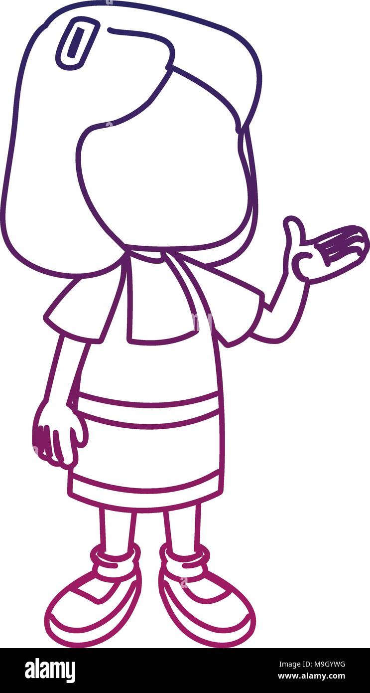 Cute girl faceless cartoon vector illustration graphic design Stock ...