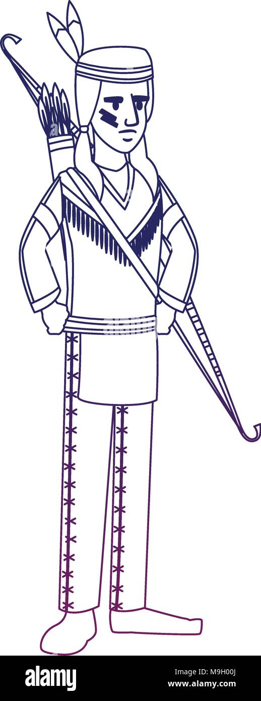 American indian with bow and arrows vector illustration graphic design ...