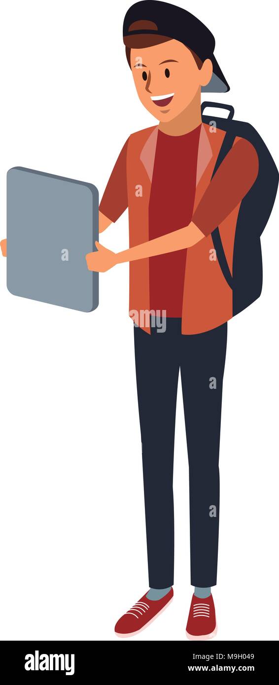 Young male student cartoon vector illustration graphic design Stock ...