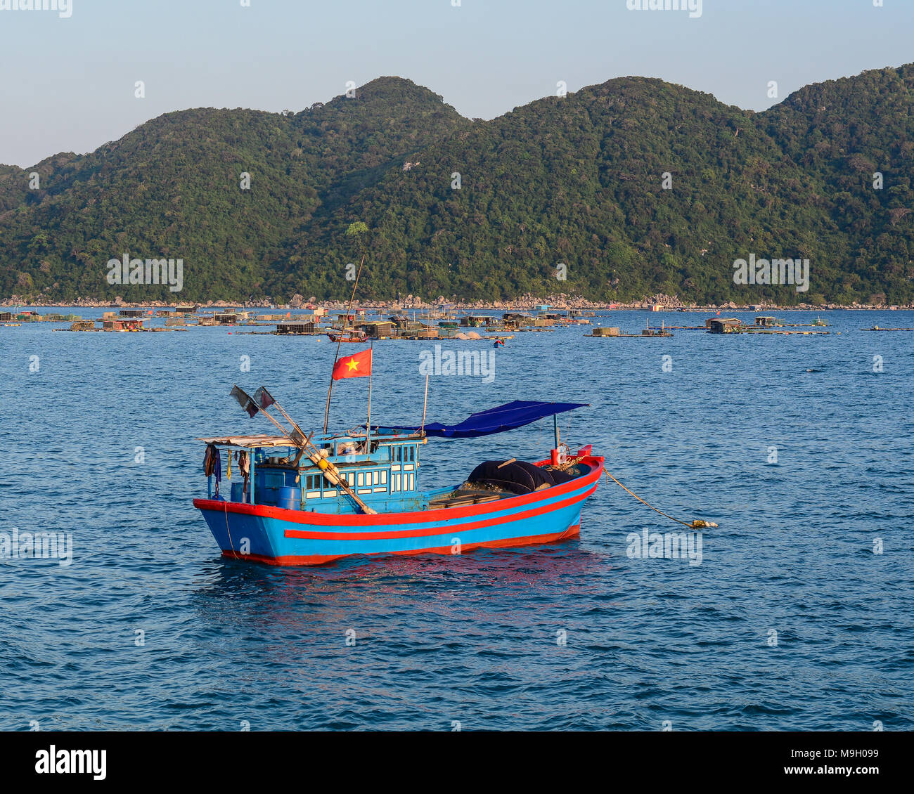 A fishing boat on the sea at sunny day in Nha Trang, Vietnam Stock ...