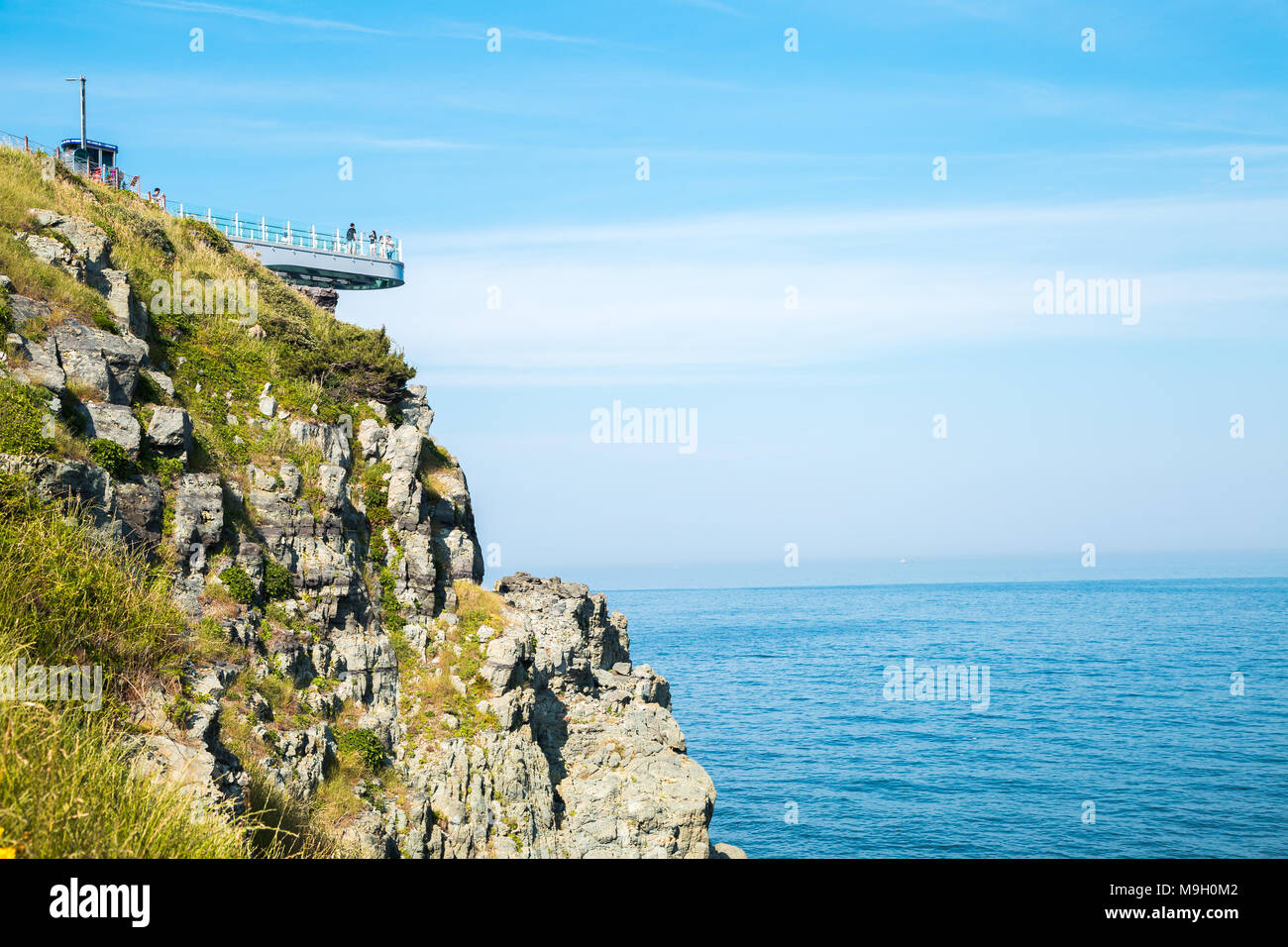Oryukdo sky walk observatory cliff and sea in Busan, Korea Stock Photo ...