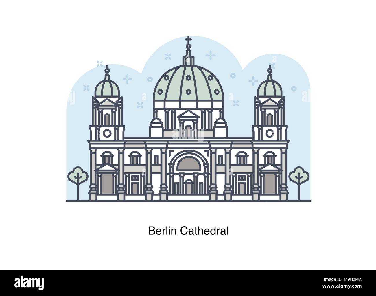 Vector line illustration of Berlin Cathedral, Berlin, Germany Stock Vector Image & Art - Alamy