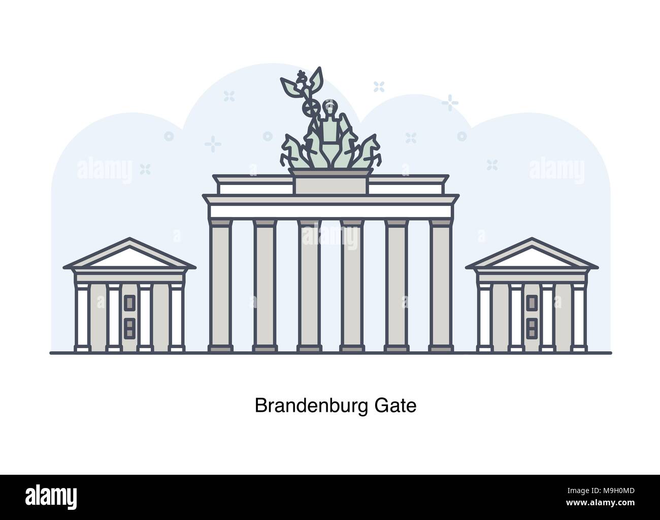 Vector line illustration of Brandenburg Gate, Berlin, Germany Stock ...