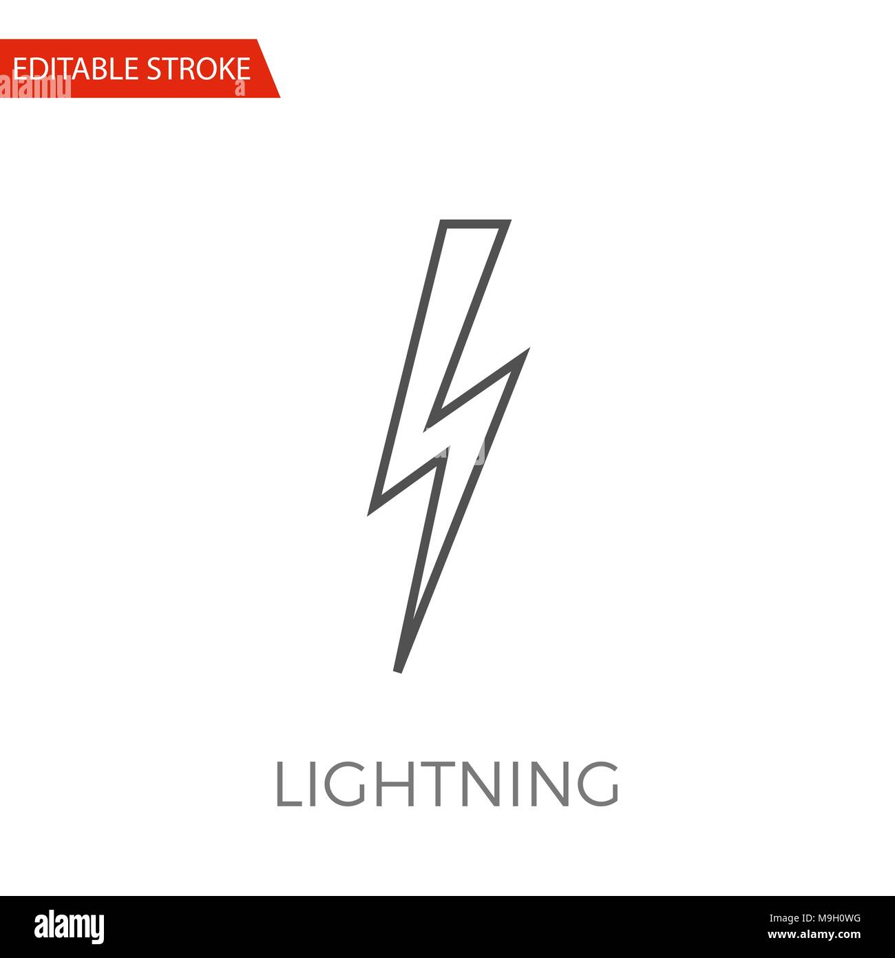 Lightning Vector Icon. Thin Line Vector Illustration. Adjust stroke ...