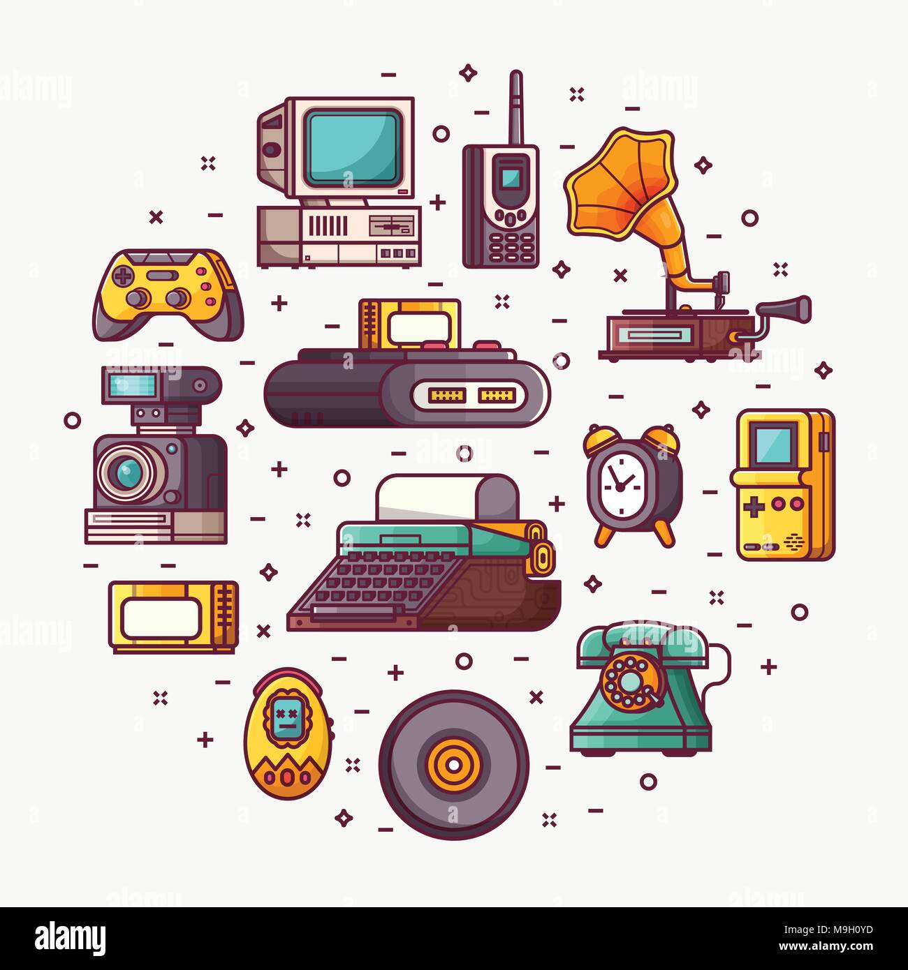 Retro Technology and Vintage Things Card Stock Vector Image & Art - Alamy