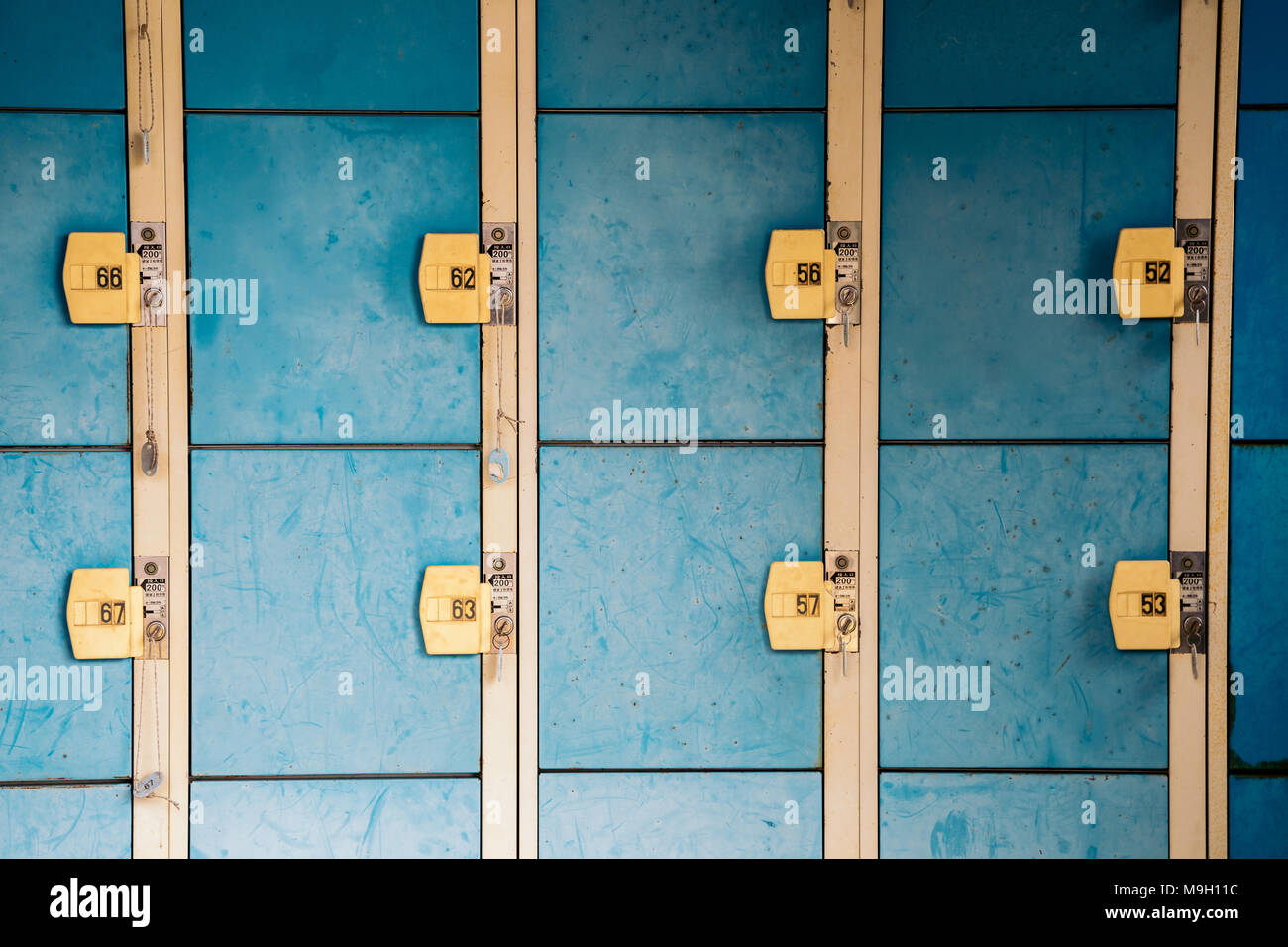 Blue lockers in Japan Stock Photo - Alamy