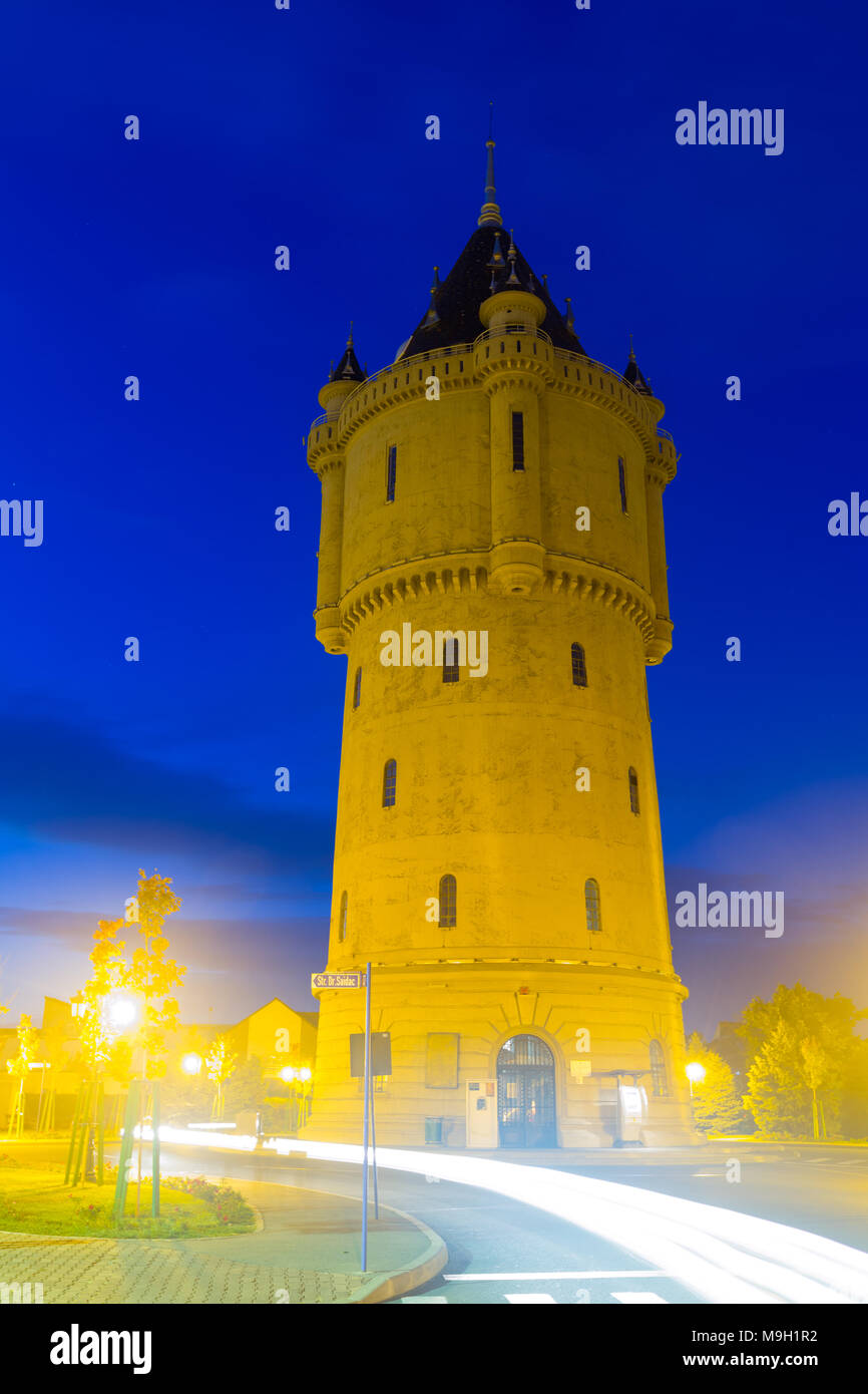 Night view of Water Castle, emblematic monument of town Drobeta Turnu ...