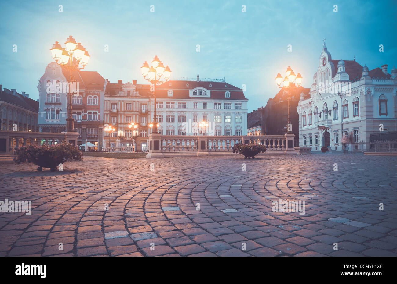 Image of night Union Square in Timisoara of Romania Stock Photo - Alamy