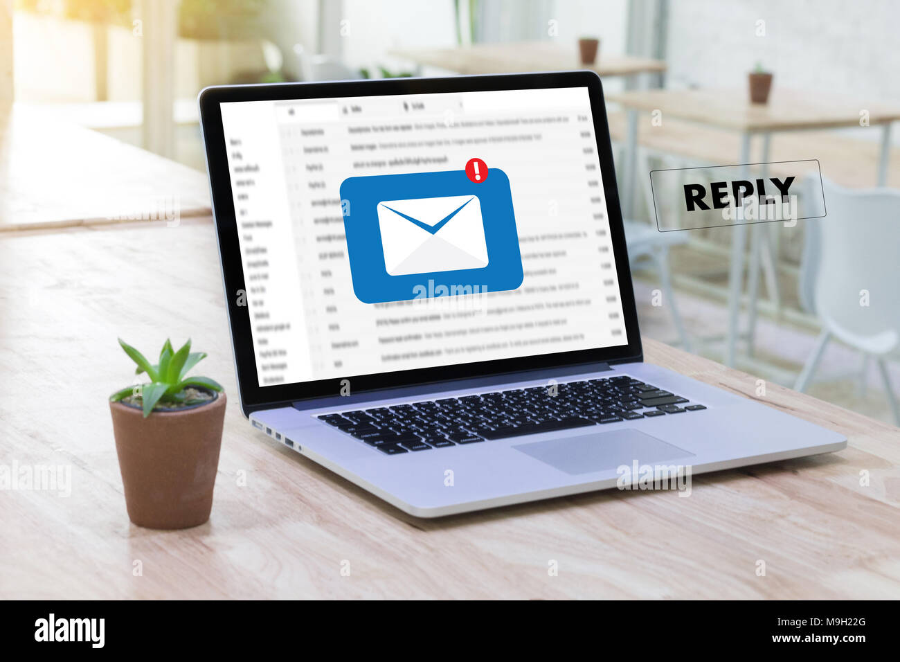 reply the message email on computer Businessman is working to important ...